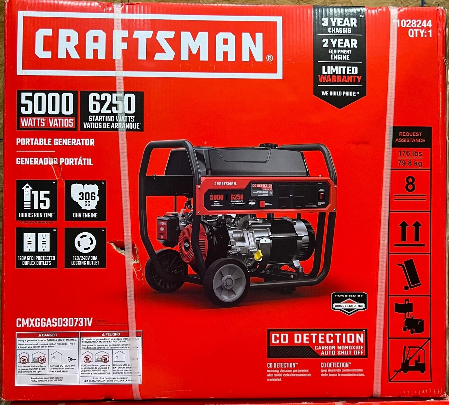 Craftsman (CM-XGGAS030731V) 5000 Watt Portable Generator — Pacific ...