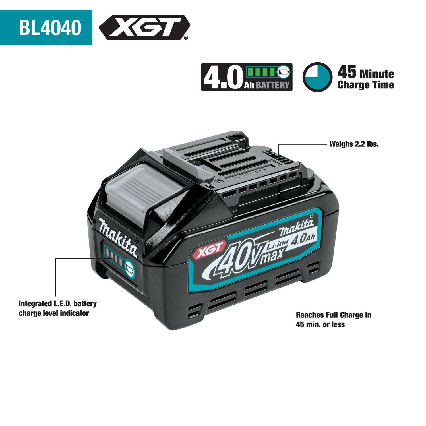 Makita (BL4040) 40V max XGT® 4.0Ah Battery — Pacific Power Tools