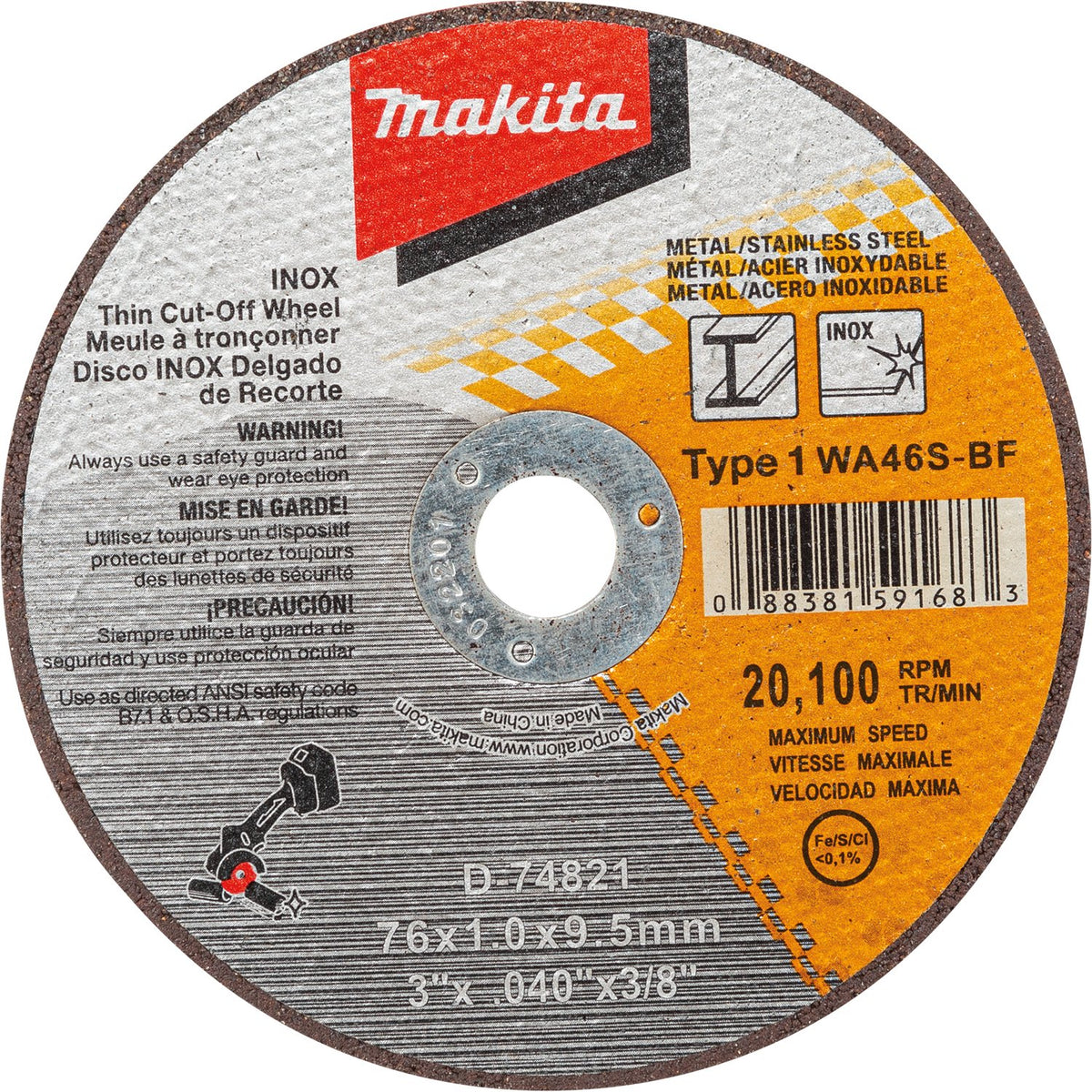 Makita (D-74821-5) 3" INOX Thin Cut-Off Wheel — Pacific Power Tools
