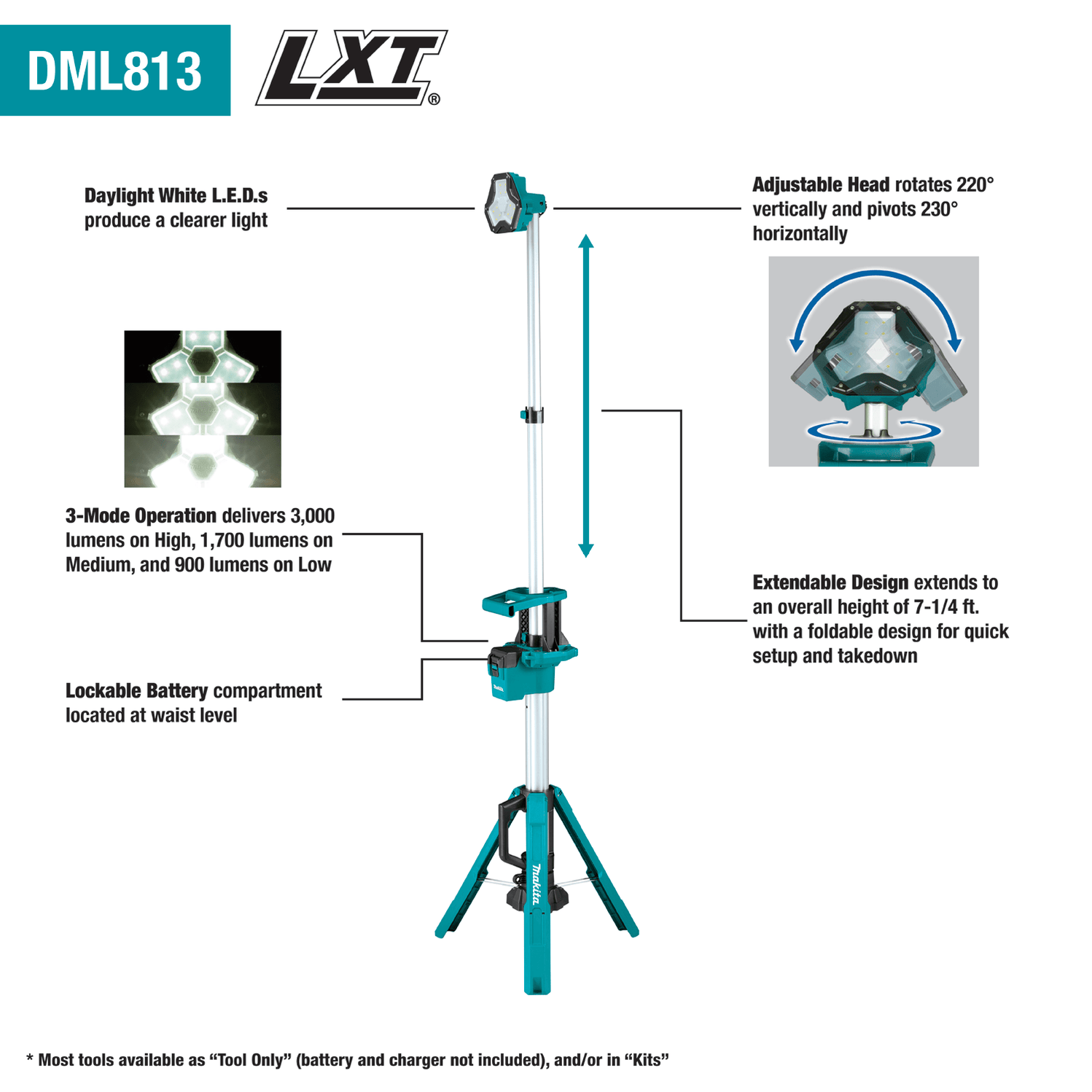 Makita (DML813) 18V LXT® Tower Work Light (Light Only) — Pacific Power ...