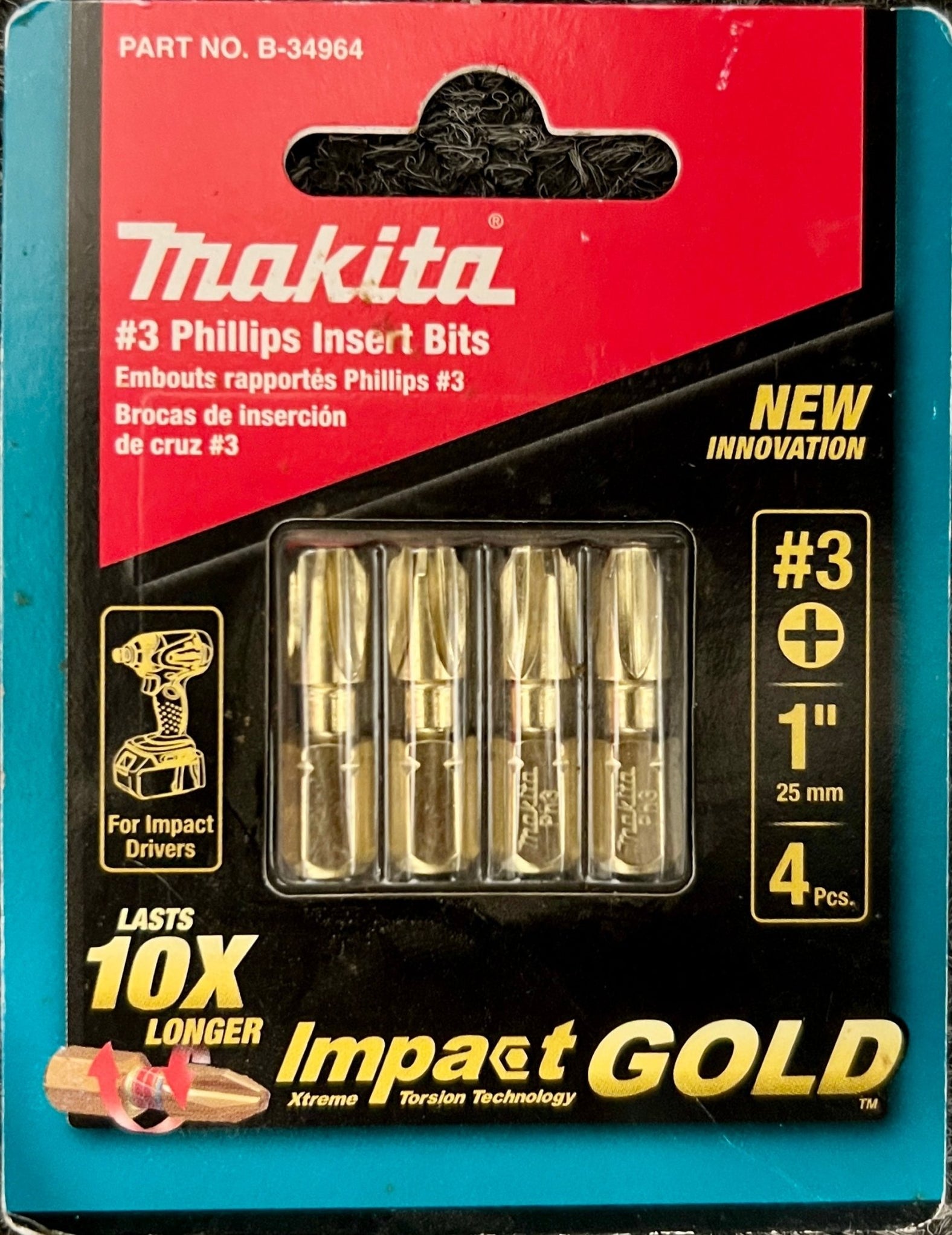 Makita | Impact GOLD® Phillips Insert Bit, 4/pk — Pacific Power Tools