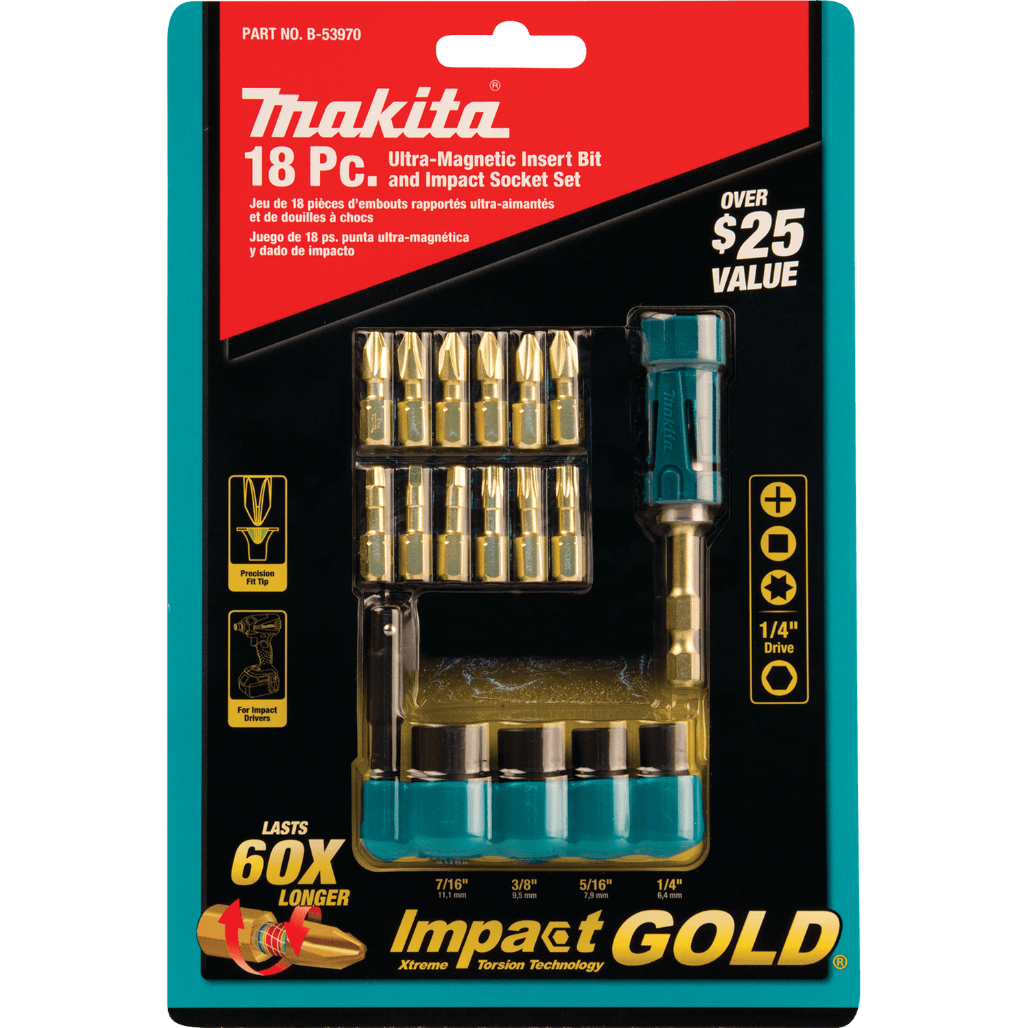Makita | Impact GOLD® Ultra-Magnetic Insert Bit and Impact Socket Set ...